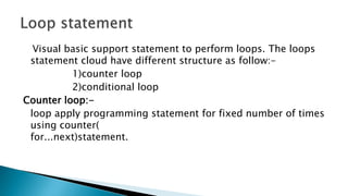 visual basic programming | PPTX | Programming Languages | Computing