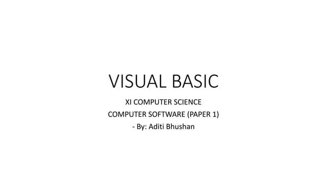 Introduction to Visual basic 6.0 | PPTX