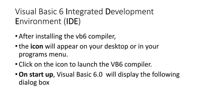 Introduction to Visual basic 6.0 | PPTX
