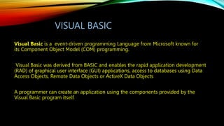 Visual Basic.pptx | Desktop Publishing | Computer Software and Applications