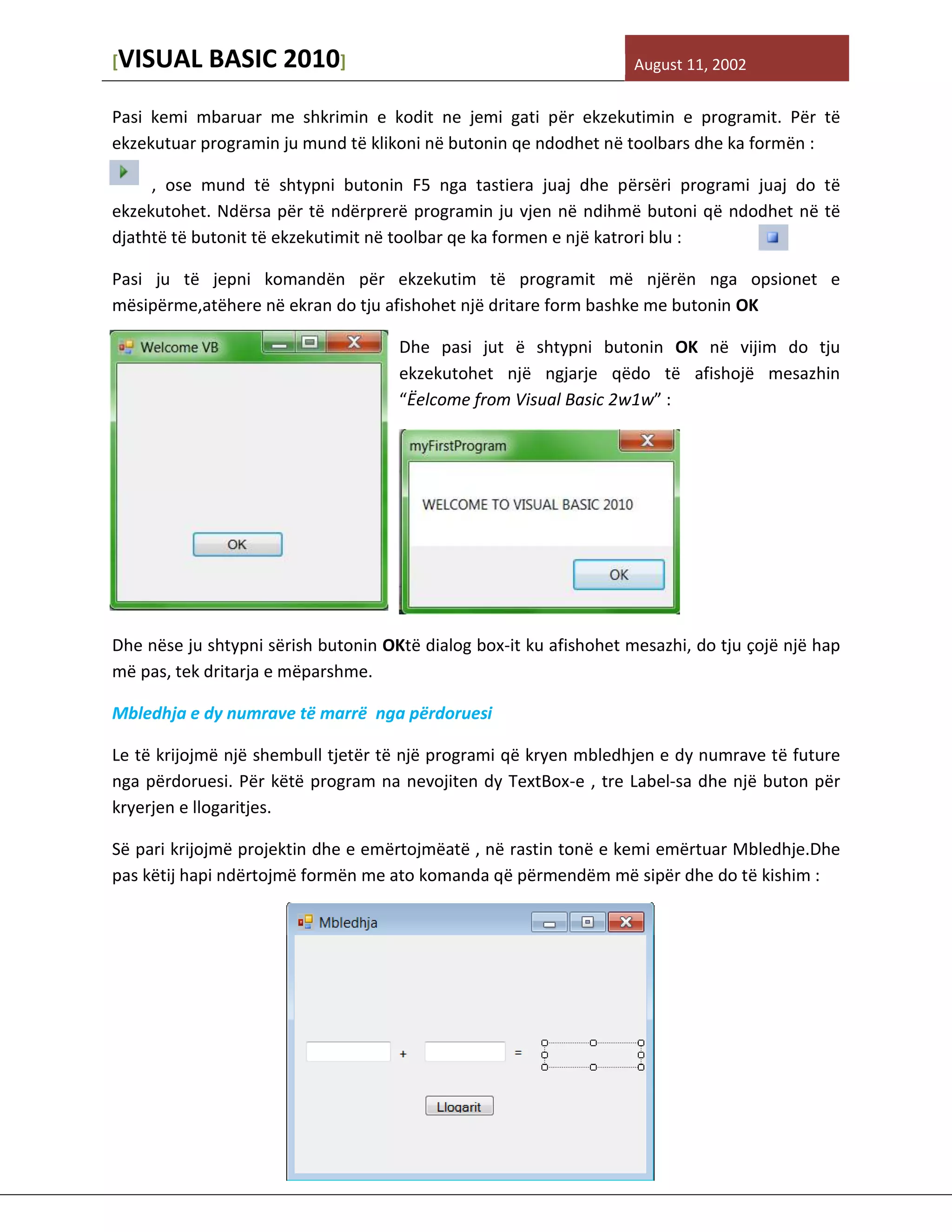 Visual basic leksionet e mia | DOCX
