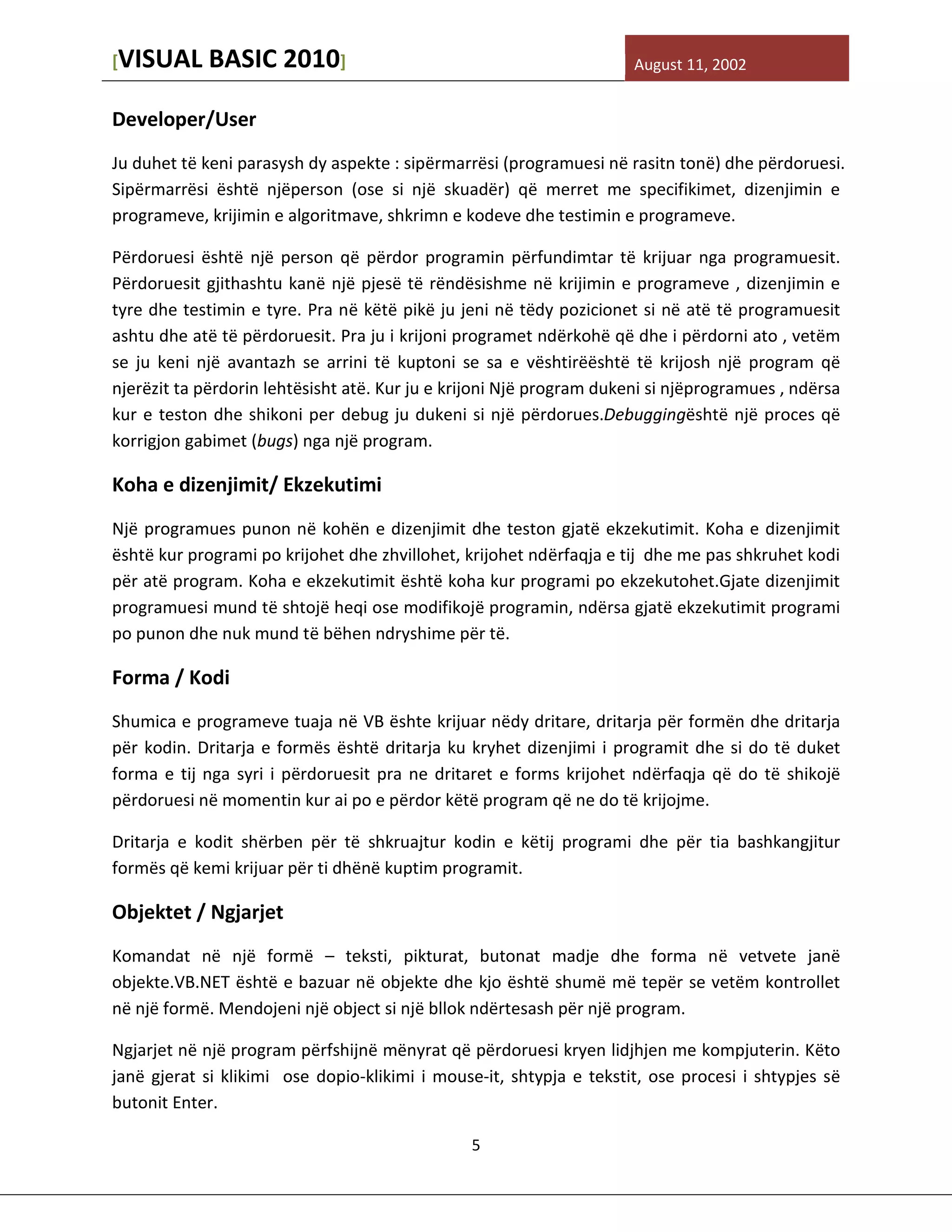 Visual basic leksionet e mia | DOCX