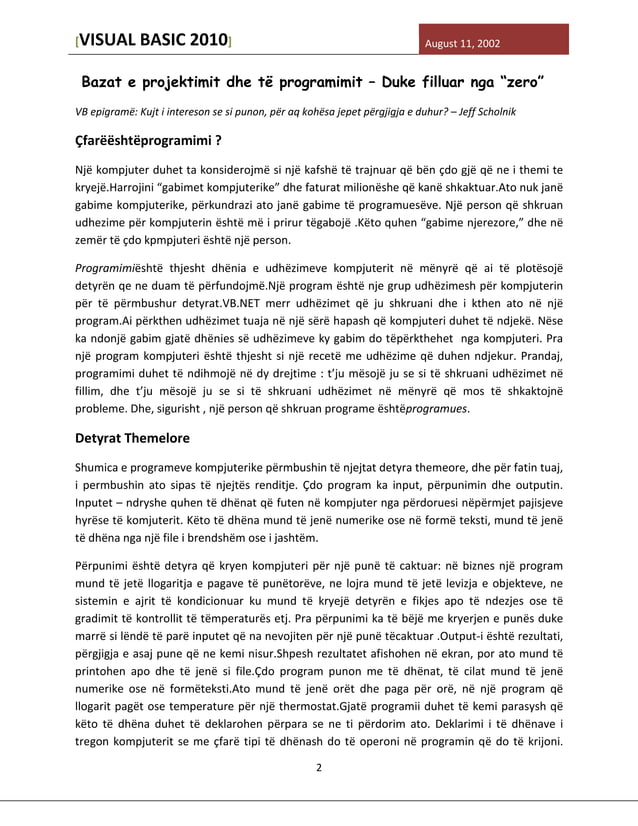 Visual basic leksionet e mia | DOCX