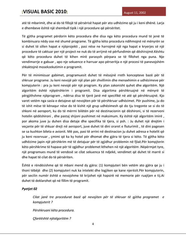 Visual basic leksionet e mia | DOCX