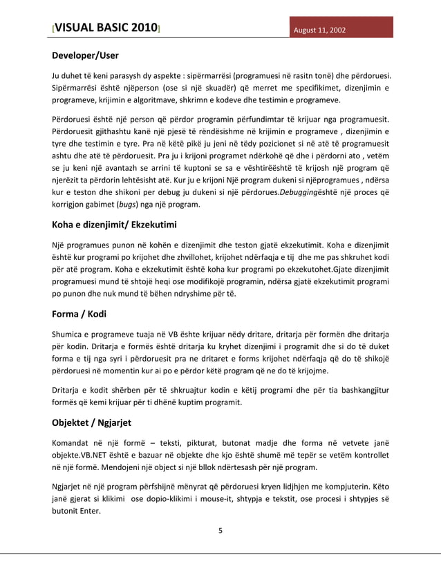 Visual basic leksionet e mia | DOCX