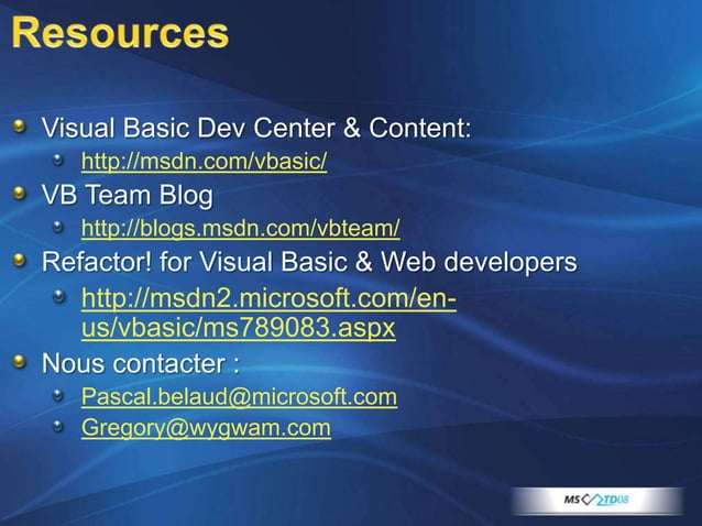 Visual Basic 9.0 – Visual Studio 2008 Quoi De Neuf 2.0 | PPT
