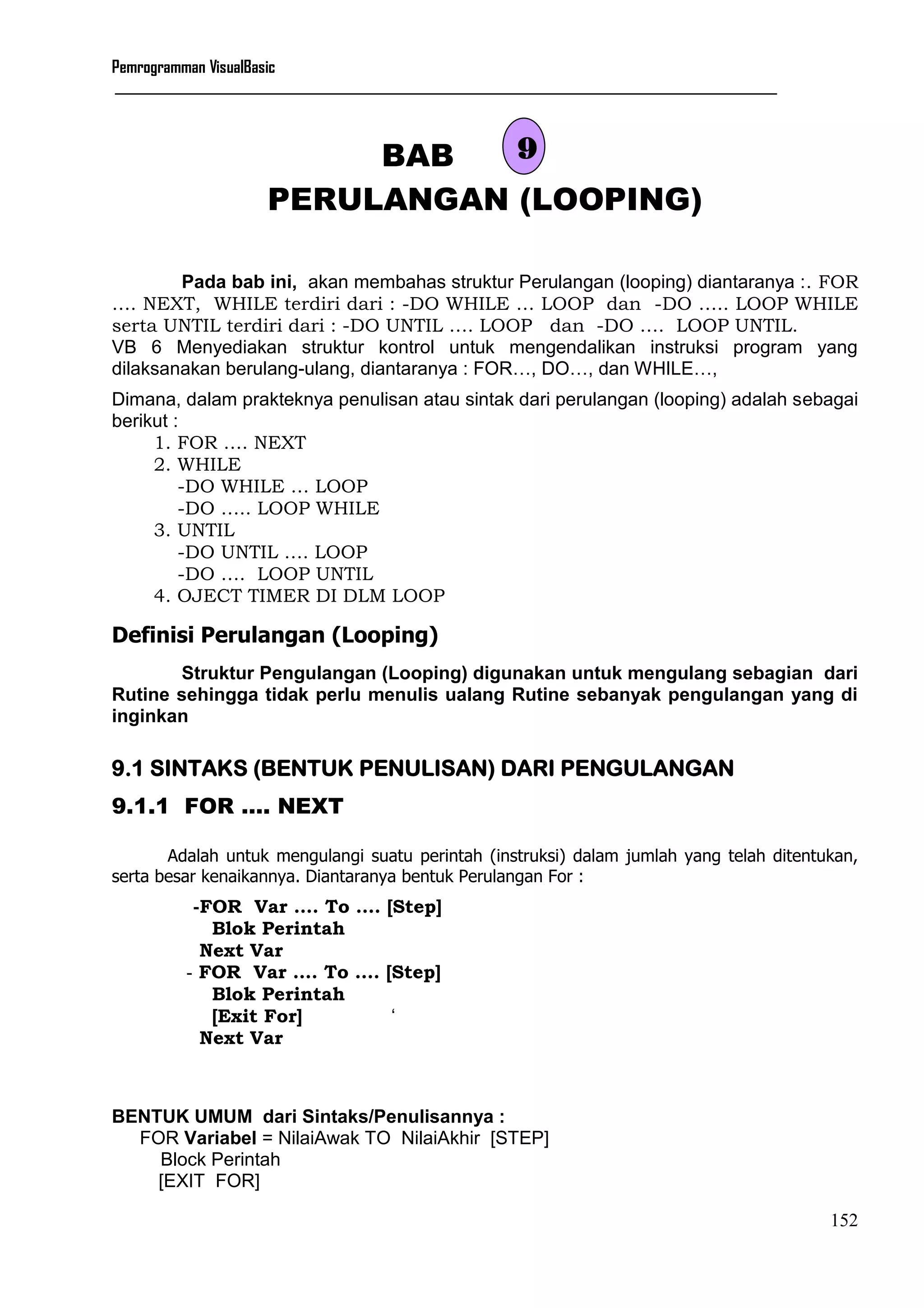 Visualbasic9 struktur perulangan | PDF