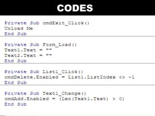 Visual Basic Codes And Screen Designs | PPT