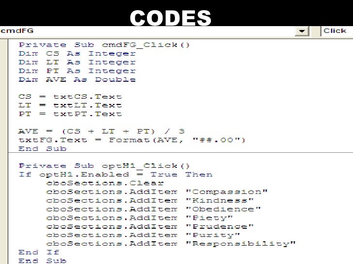 Visual Basic Codes And Screen Designs