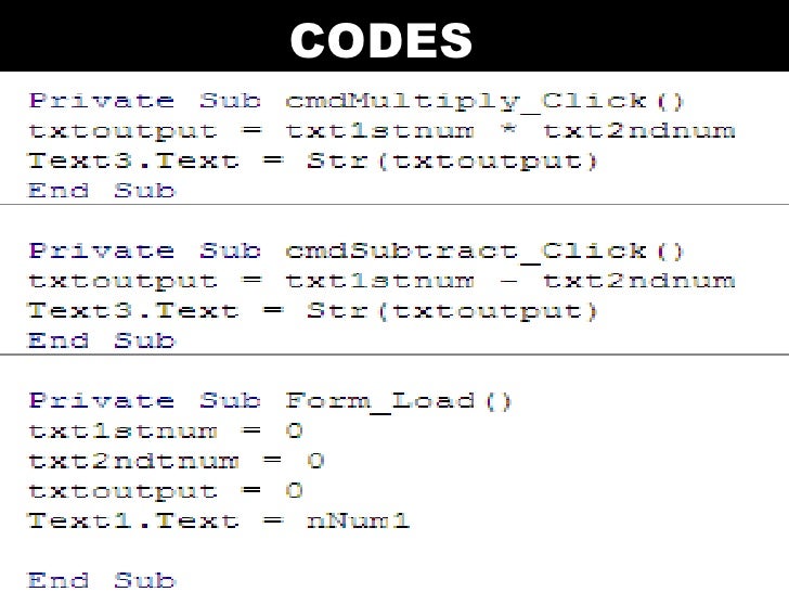 Visual Basic Codes And Screen Designs