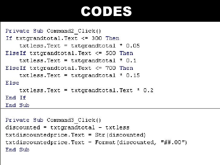 Visual Basic Codes And Screen Designs 