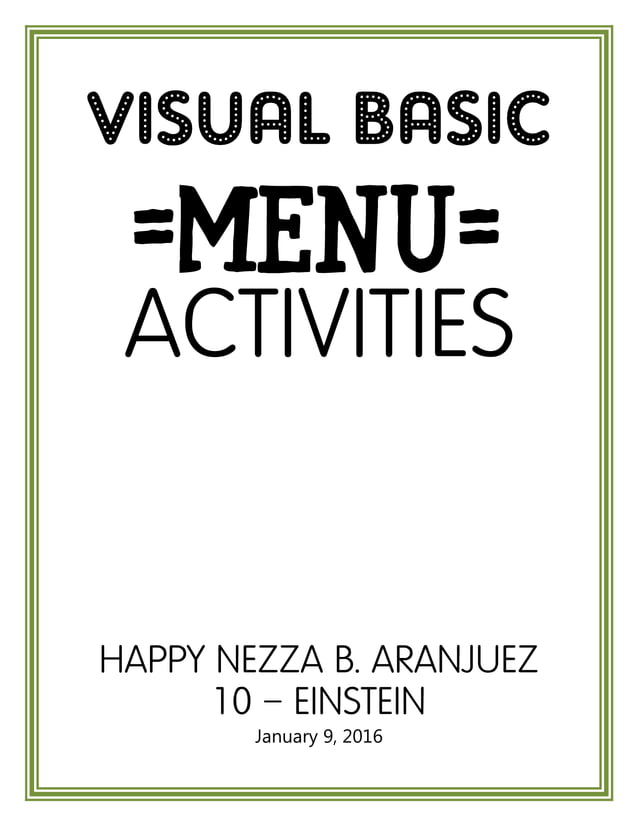 Visual basic menu | PDF