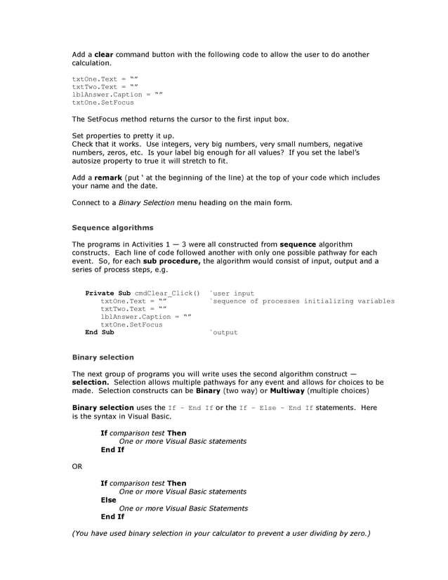 Visualbasic Tutorial Pdf