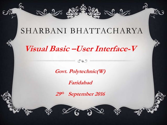 Visual Basic –User Interface- V | PPTX | Programming Languages | Computing