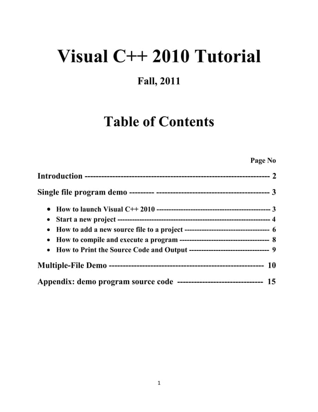Visual c++ 2010_tutorial | PDF