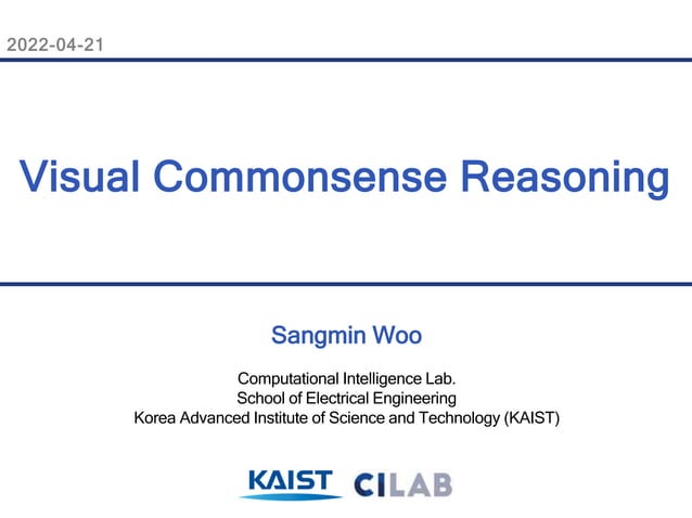 Visual Commonsense Reasoning.pptx | Artificial Intelligence | Technology & Computing