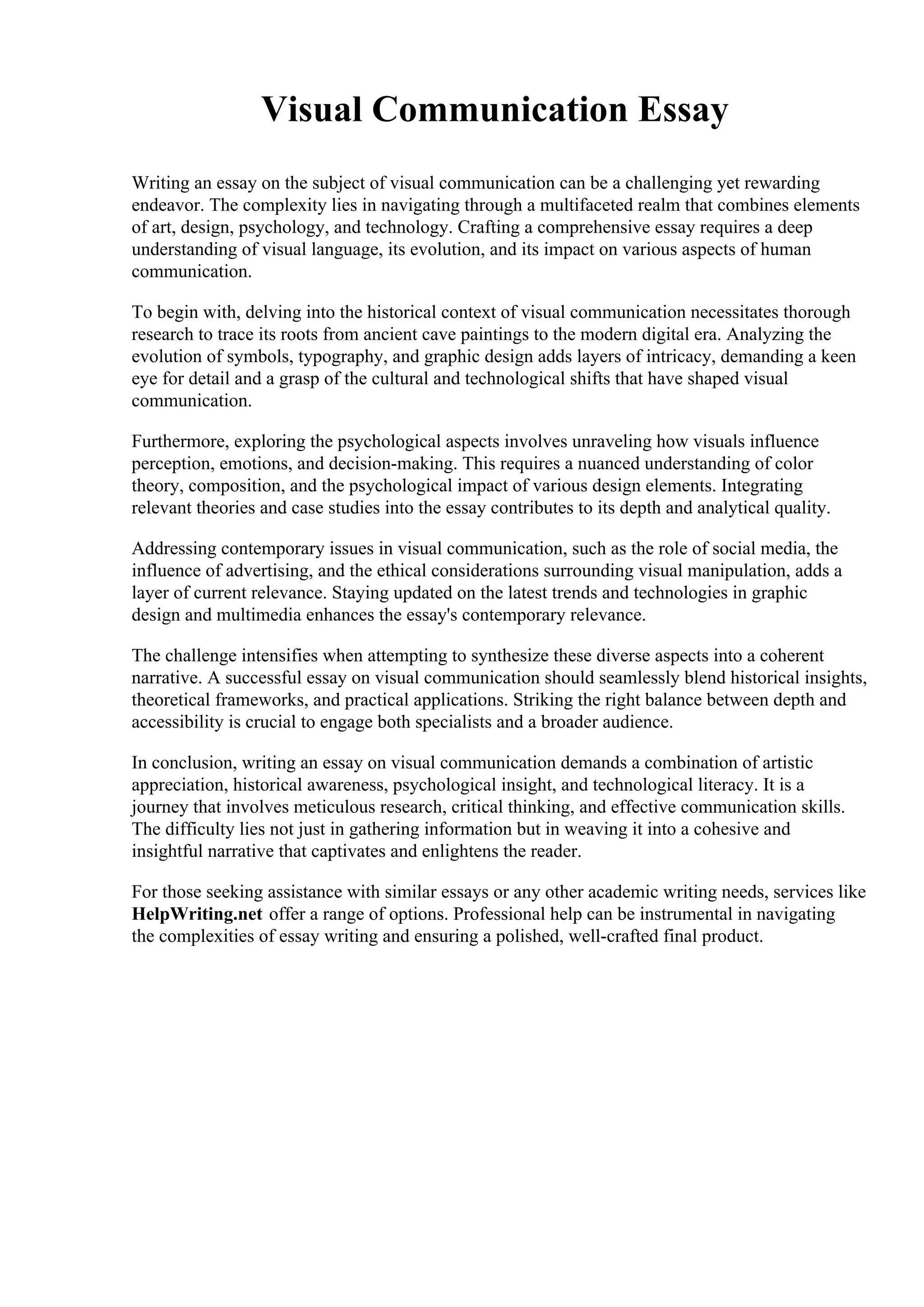 Visual Communication Essay. Cherry Creek High School | PDF