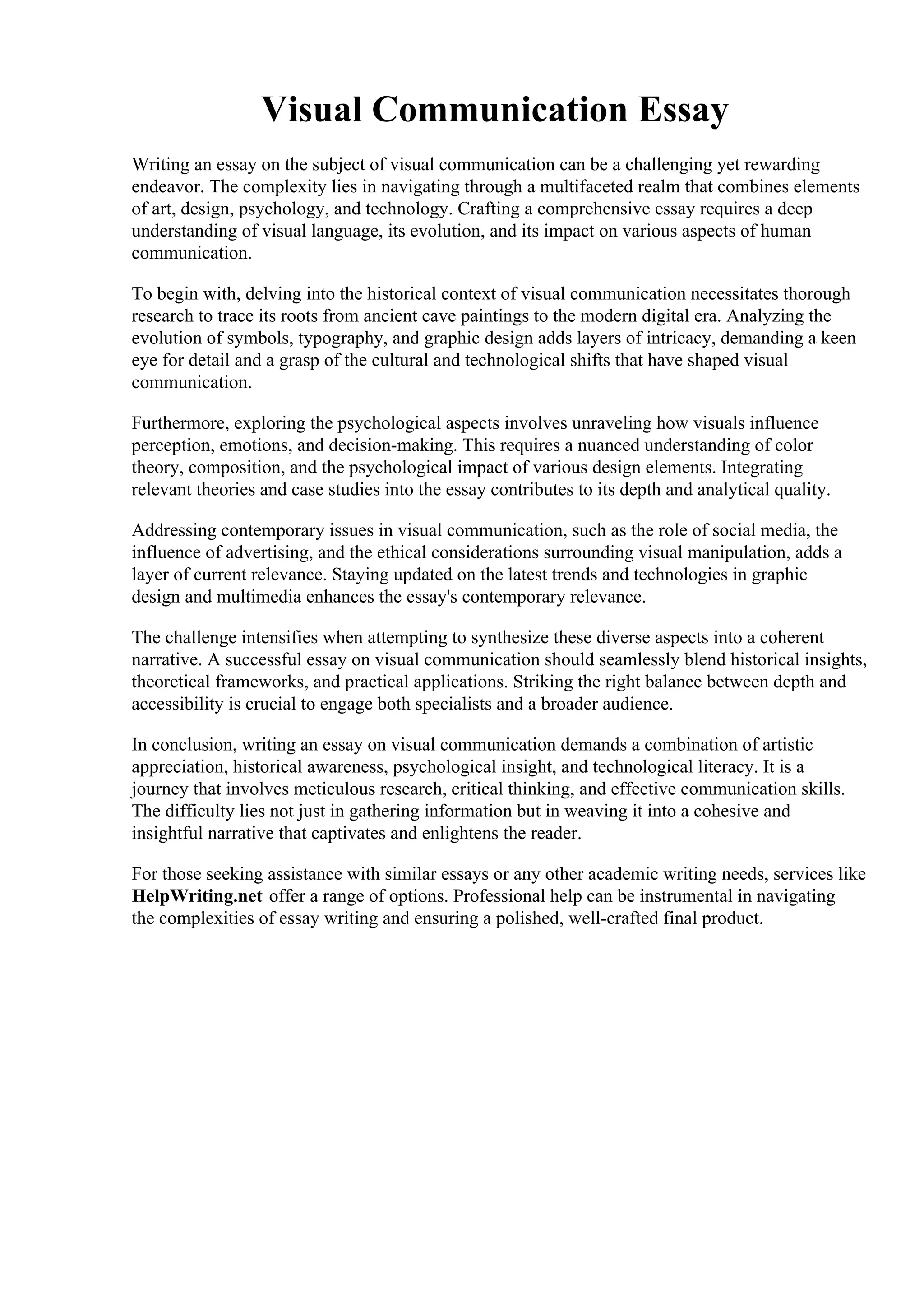 Visual Communication Essay. visual communication Visual communication ...