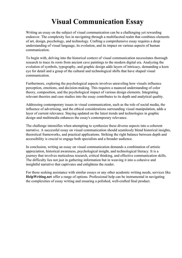 Visual Communication Essay. visual communication Visual communication ...