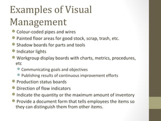 Visual Control and Management : Manufacturing Management | PPT