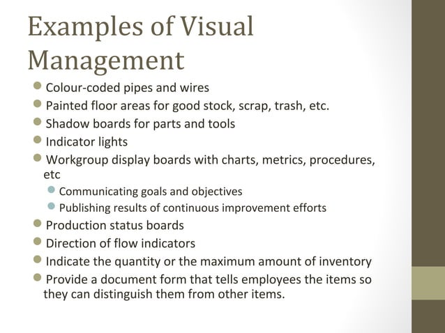 Visual Control and Management : Manufacturing Management | PPT