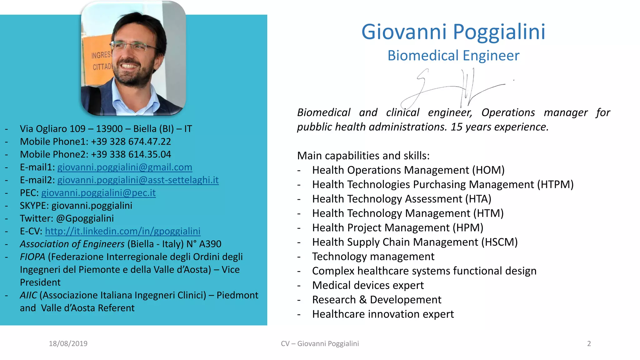 Visual cv abstract - Giovanni Poggialini | PPT