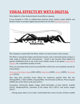 VISUAL EFFECTS BY WETA DIGITAL | PDF