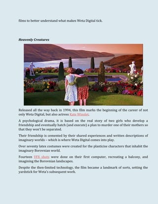 VISUAL EFFECTS BY WETA DIGITAL | PDF