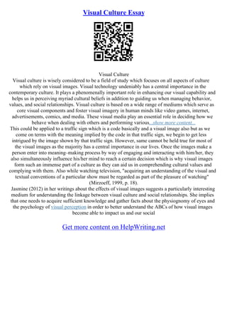 Visual Essay Example | PDF