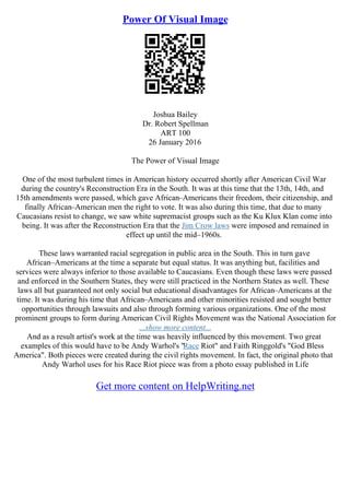 Visual Essay Example | PDF