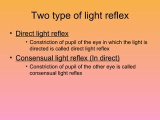 Visual field defects and light reflex | PPT