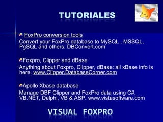 CLASE -DIAPOSITIVAS DE VISUAL FOXPRO (DBMS) | PPT