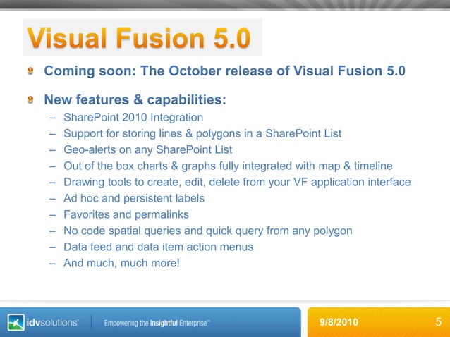 Visual Fusion 5 Timeline | PPT