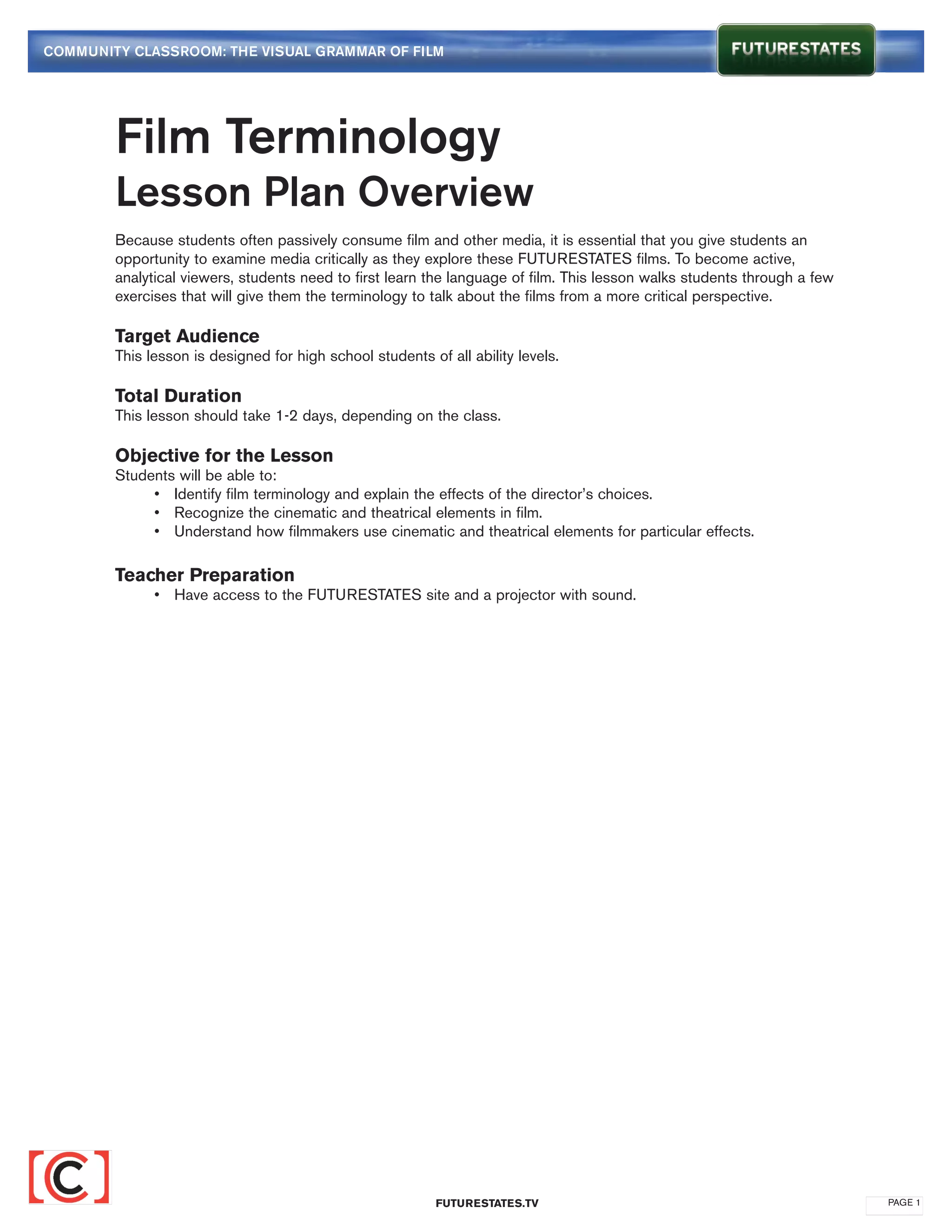 Visual grammar of_film_lesson_plan | PDF