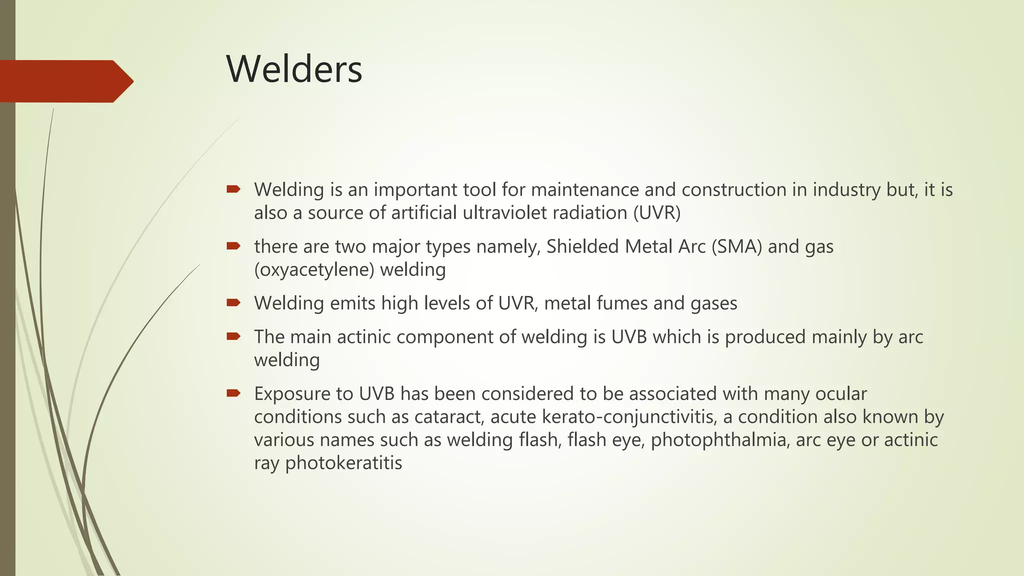 Visual health among welders and laser workers | PPTX