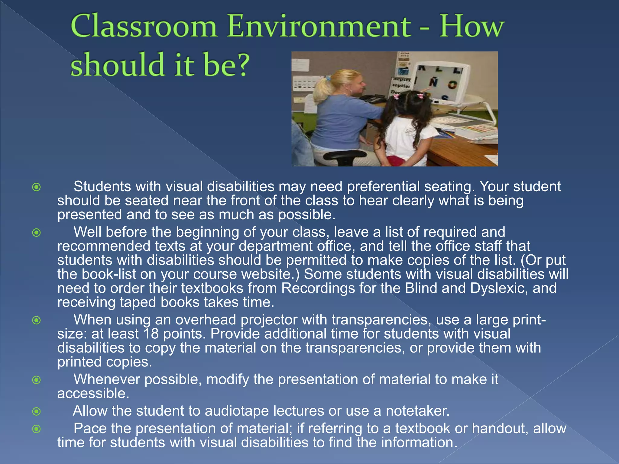 Visual impaired students : what teachers should know | PPT