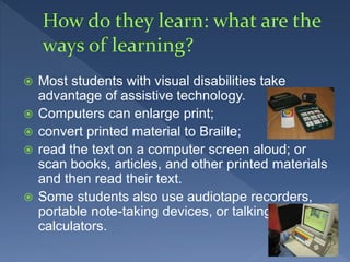 Visual impaired students : what teachers should know | PPT