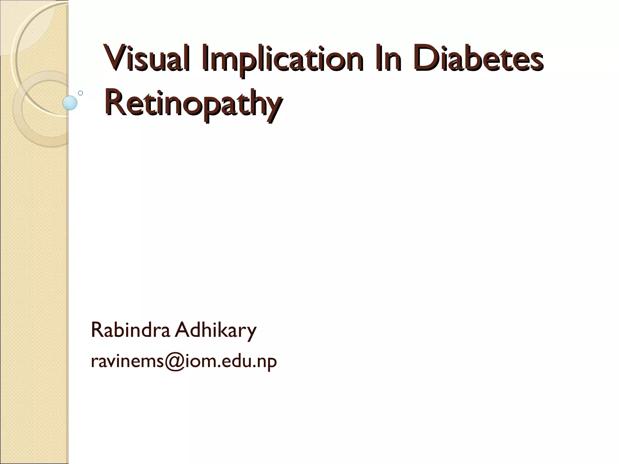 Visual Implication in Diabetes Mellitus | PPT