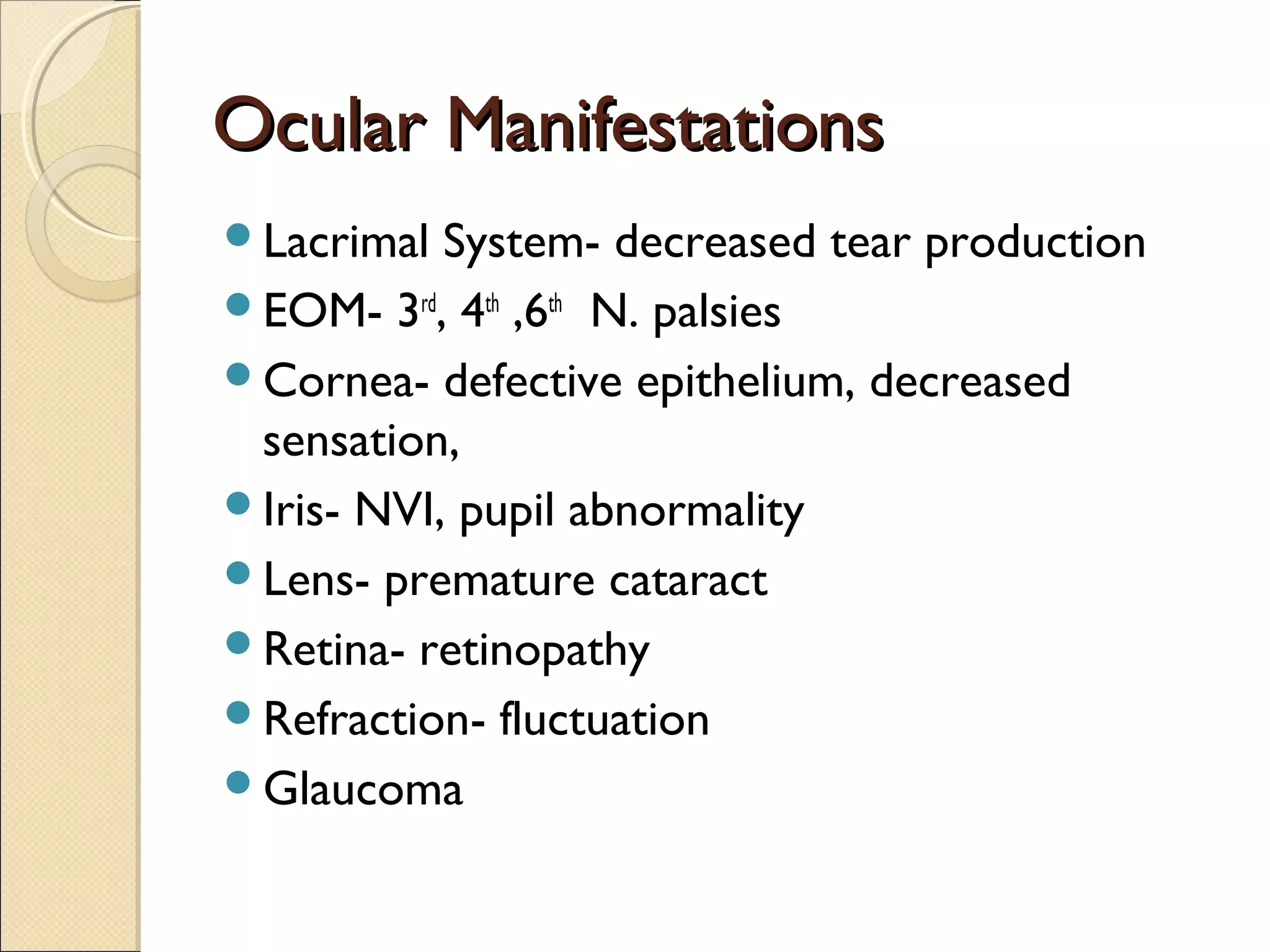 Visual Implication in Diabetes Mellitus | PPT