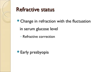 Visual Implication in Diabetes Mellitus | PPT