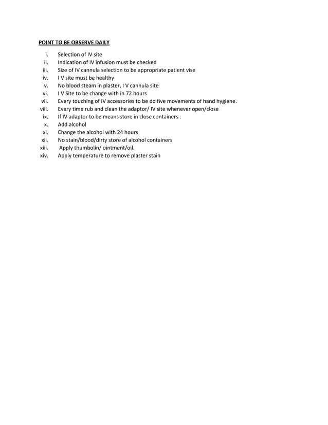 Visual infusion phelibitis checklist for direct patient care | DOCX