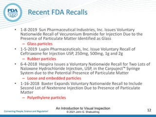 Visual inspection of parenteral dosage forms | PDF | Recalls | Consumer ...