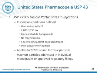Visual inspection of parenteral dosage forms | PDF