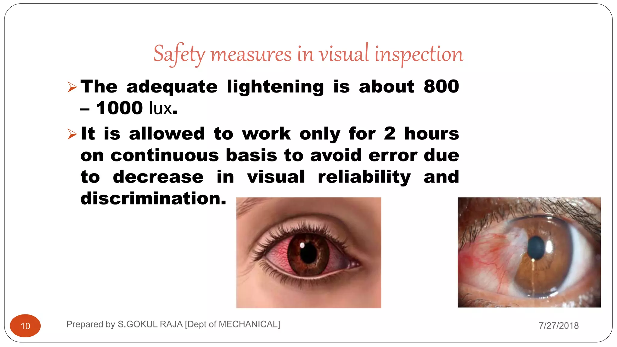 Visual inspection and optical aids for visual inspection application | PPTX