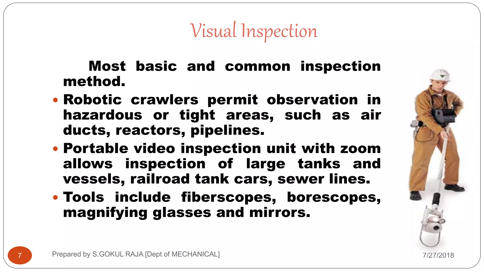 Visual inspection and optical aids for visual inspection application | PPTX