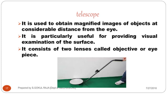 Visual inspection and optical aids for visual inspection application | PPTX