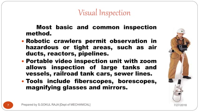 Visual inspection and optical aids for visual inspection application | PPTX