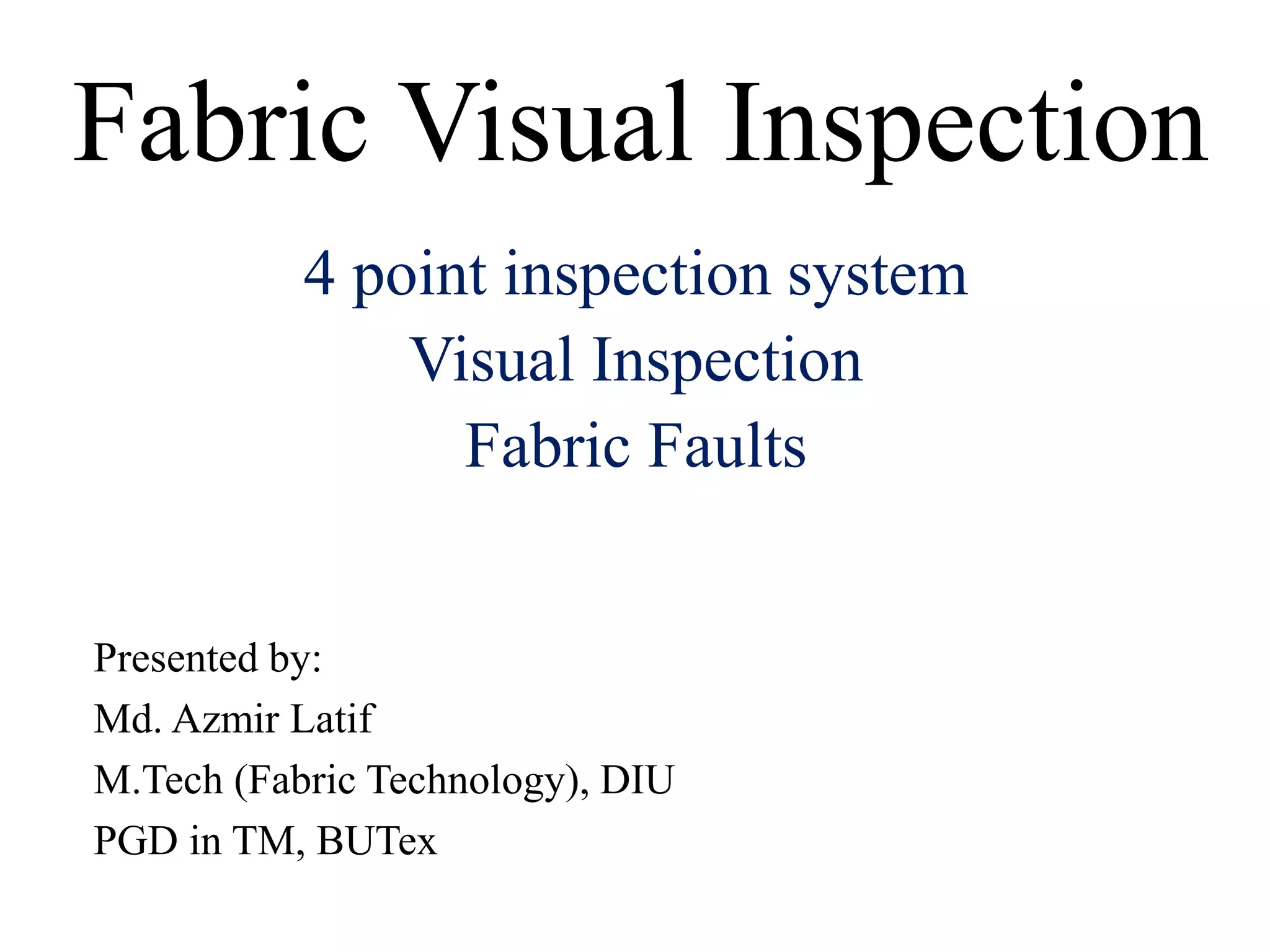 Visual inspection for fabric quality control | PDF