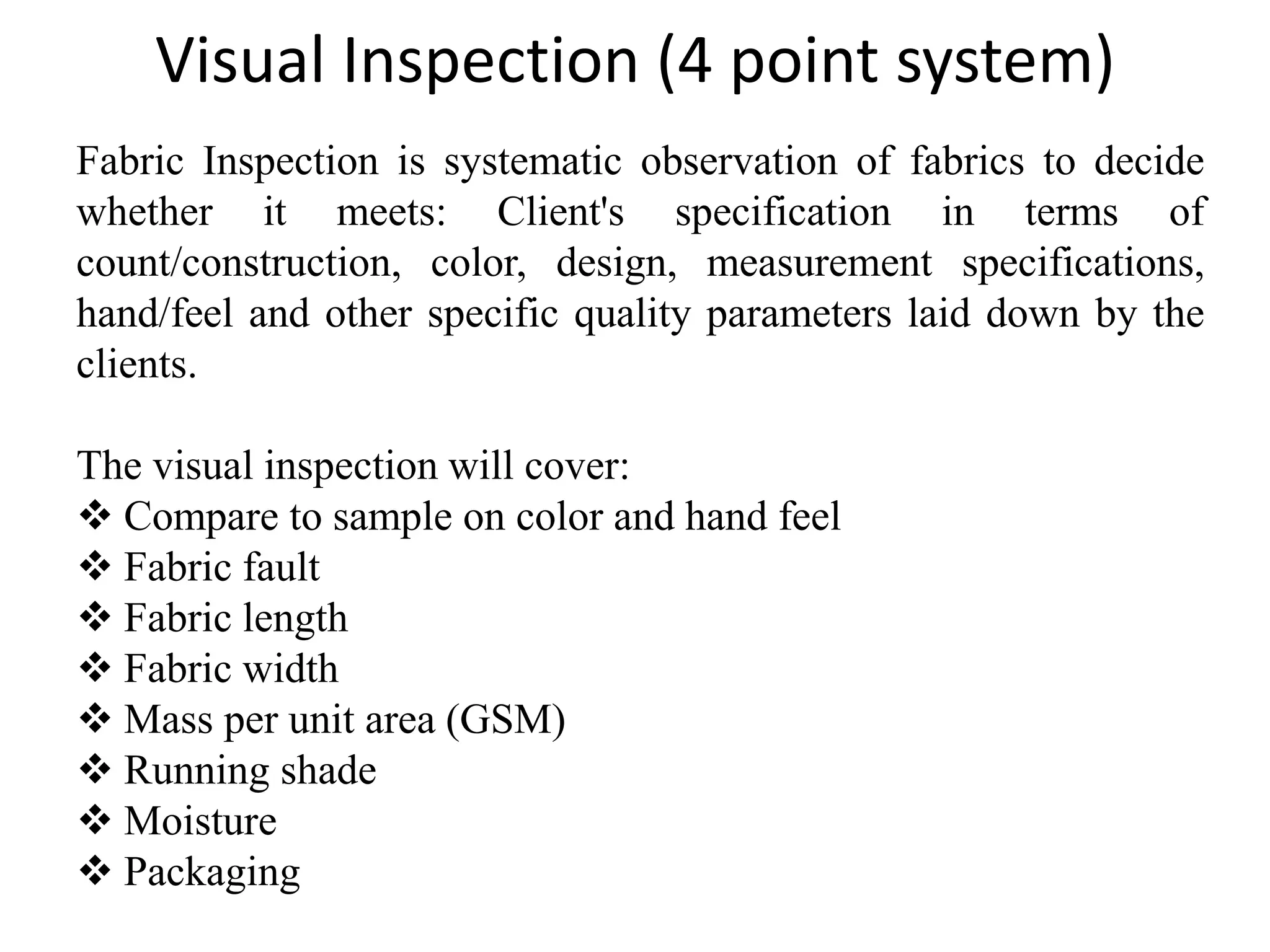 Visual inspection for fabric quality control | PDF