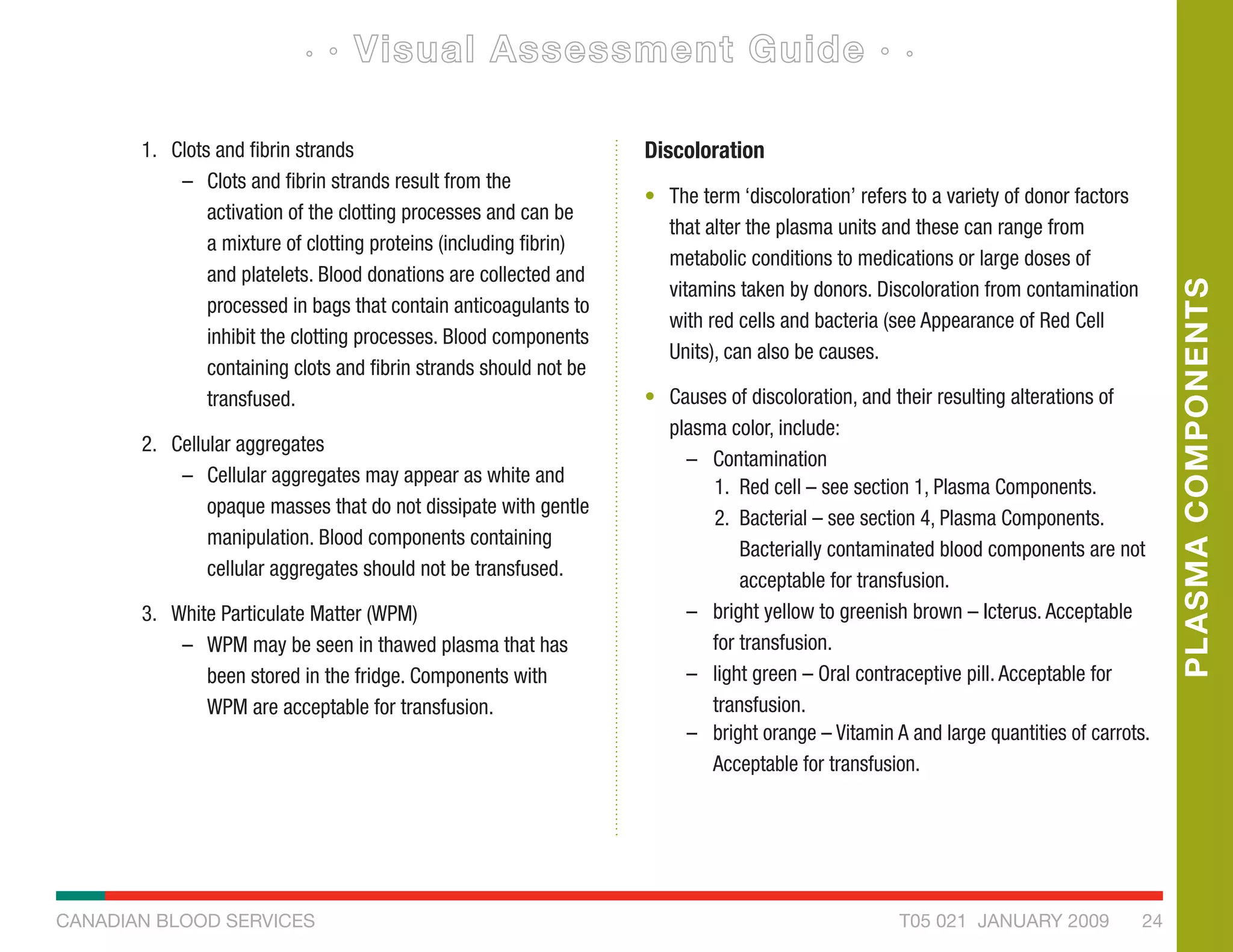 Visual inspection guide for blood compopnents | PDF